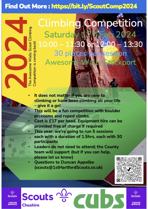 County Climbing Competition Flyer 2024 - Cubs | Cheshire Scouts